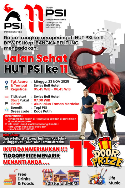 Meriahkan HUT ke-11, PSI Babel Hadirkan Jalan Sehat, UMKM, dan Musik ...